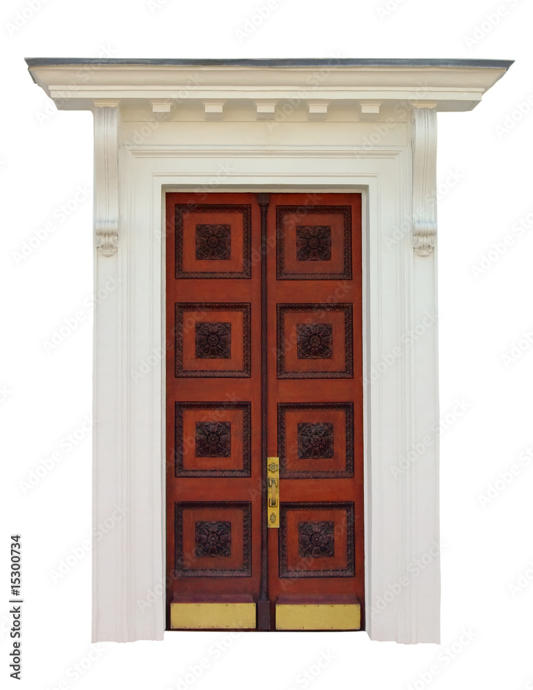 isolated entrance with double-leaf doors + clipping path Stock Photo ...