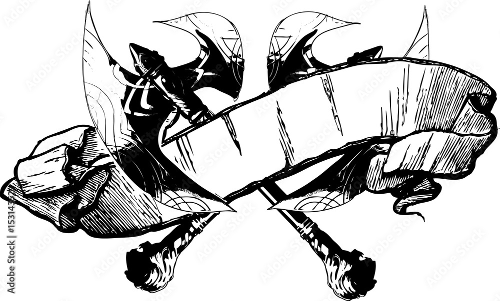 Battle Axe Banner Illustration Stock Vector | Adobe Stock