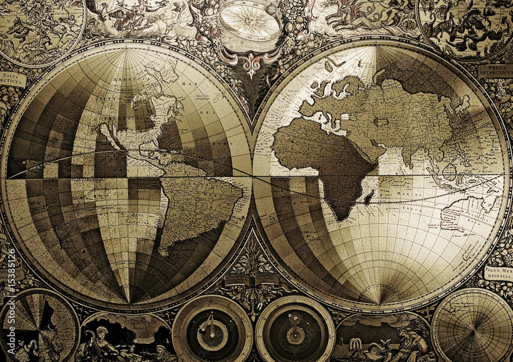 World map on old paper Stock Photo | Adobe Stock