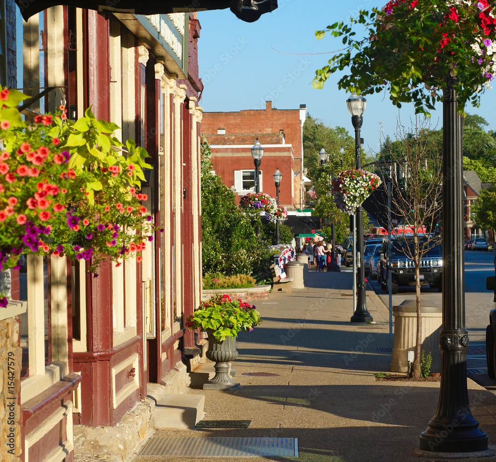 Colorful sidewalk scene Stock Photo | Adobe Stock