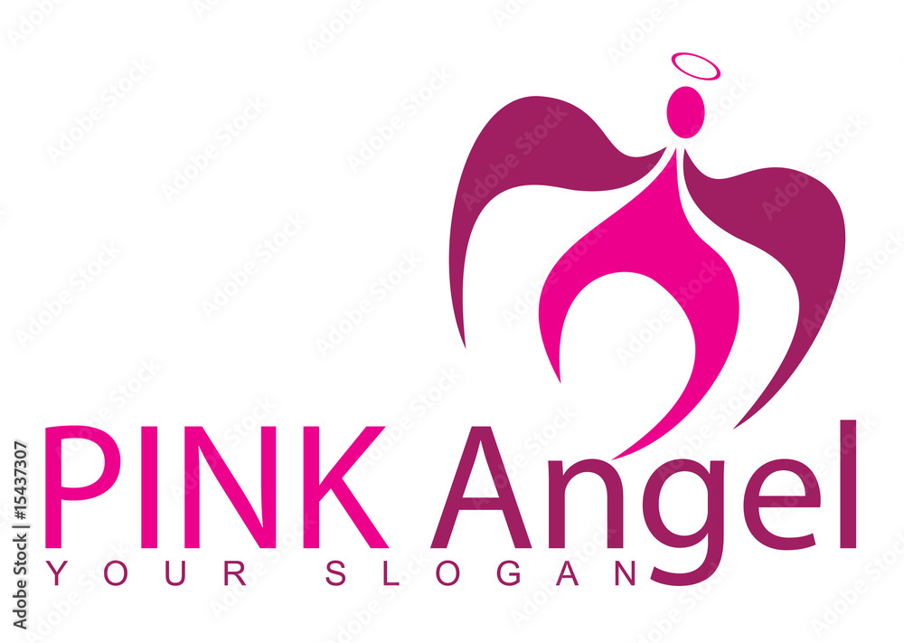 Pink Angel Logo Design Stock Vector | Adobe Stock