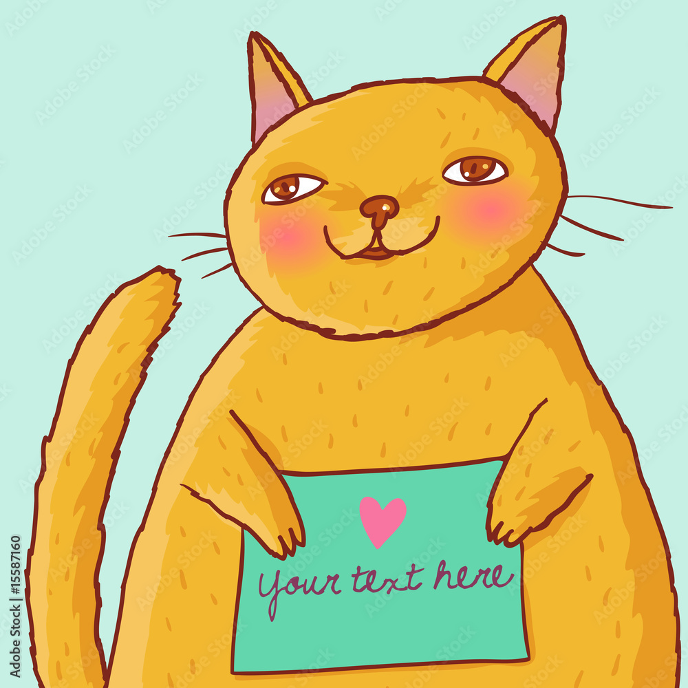 Cartoon fat cat Stock Vector | Adobe Stock