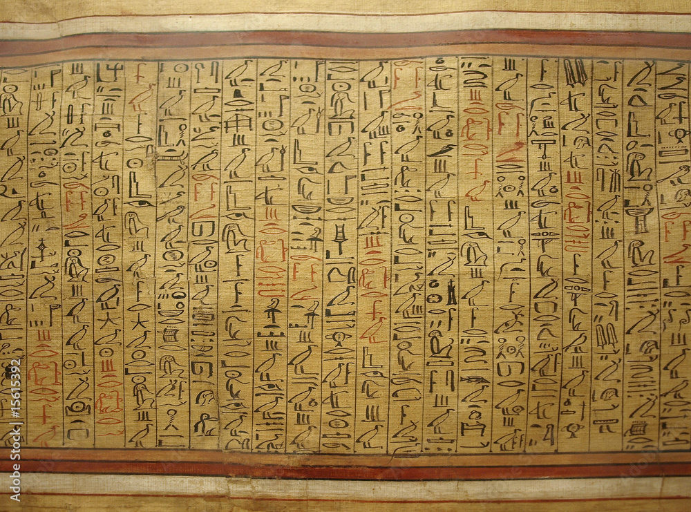 Ancient Egyptian hieroglyphs on a papyrus sheet Stock Photo | Adobe Stock