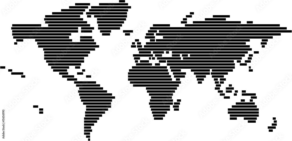 World map in vector format - black and white Stock Vector | Adobe Stock