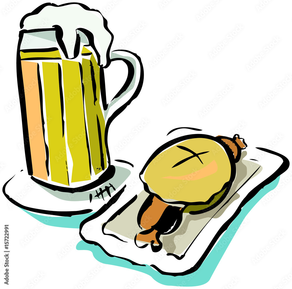 Bier und Wurst Stock-Vektorgrafik | Adobe Stock