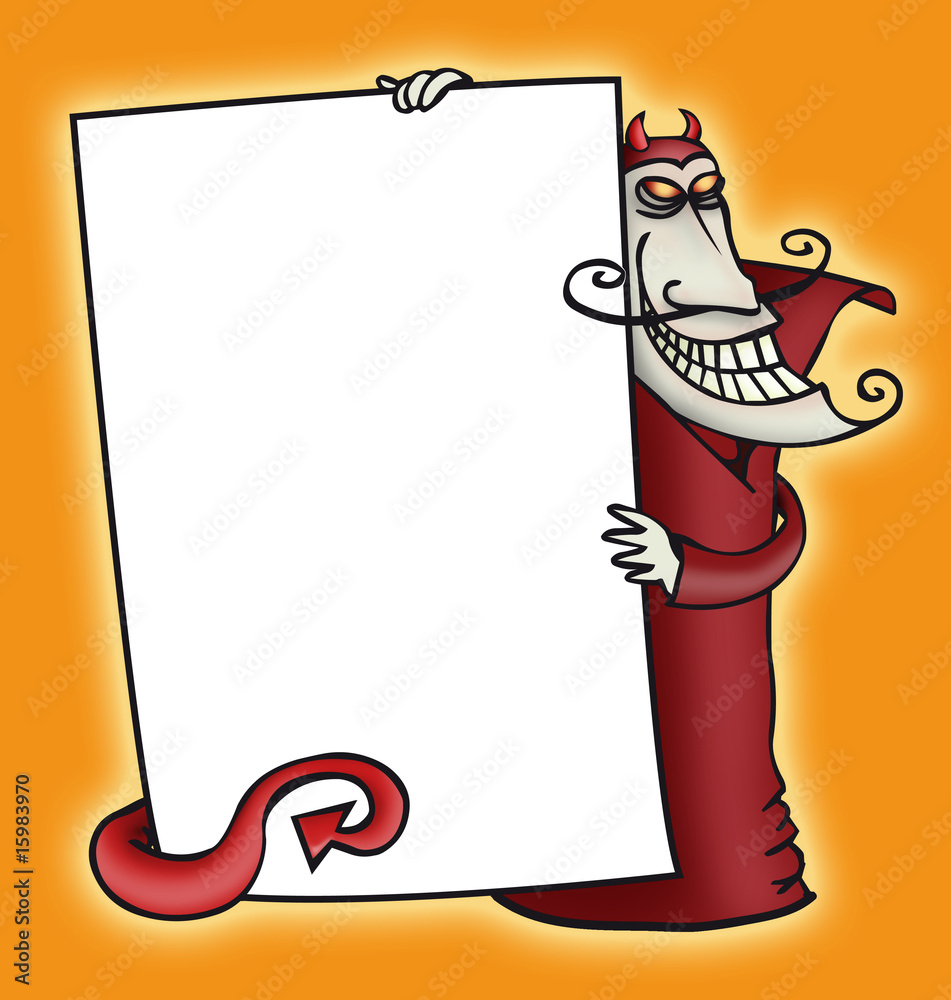 Devil with banner Stock-Illustration | Adobe Stock