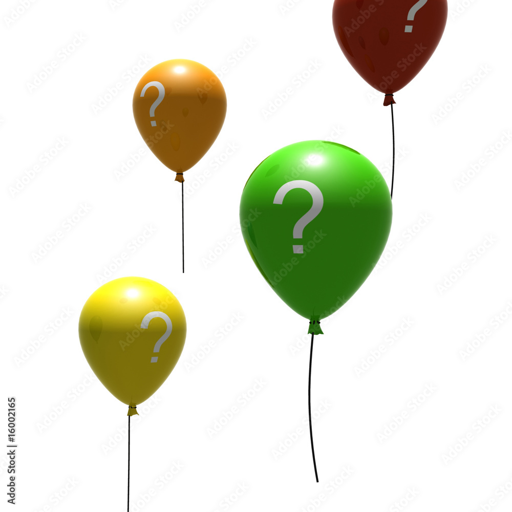 balloons with question-mark symbols - isolated on white Stock ...