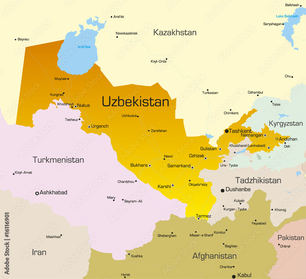 Vector color map of Uzbekistan country Stock Vector | Adobe Stock