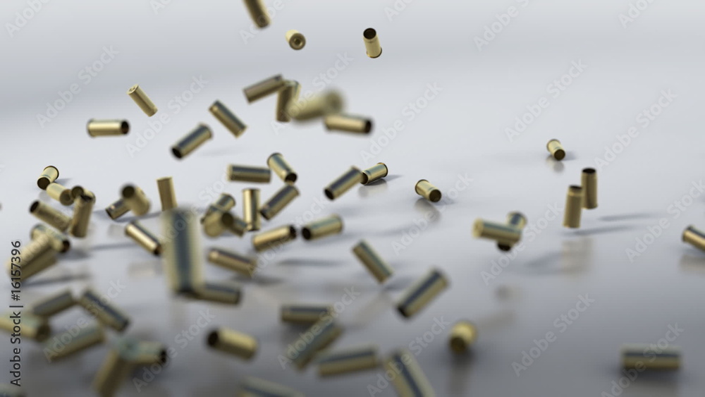 3d photorealistic bullet shells falling to the ground. Stock Video ...
