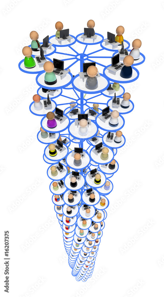 Cartoon Crowd, Network Pillar Stock Illustration | Adobe Stock