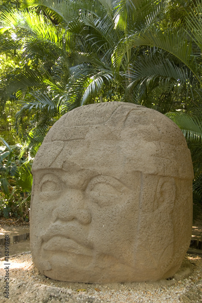 Olmec stone carving Colossal Head in La Venta park, Villahermosa ...