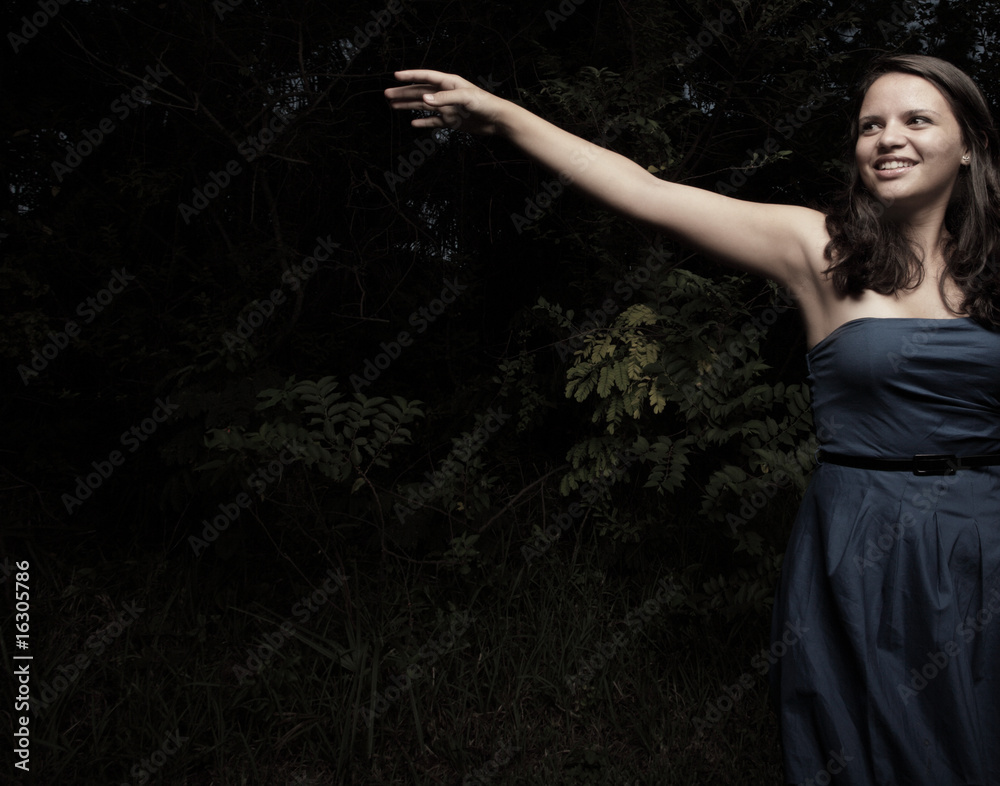 Woman reaching out her arm Stock Photo | Adobe Stock