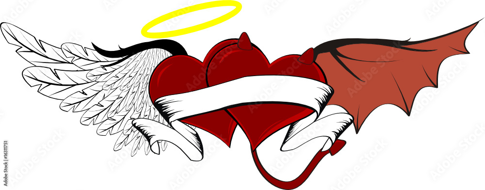 Angel And Devil Heart Drawings