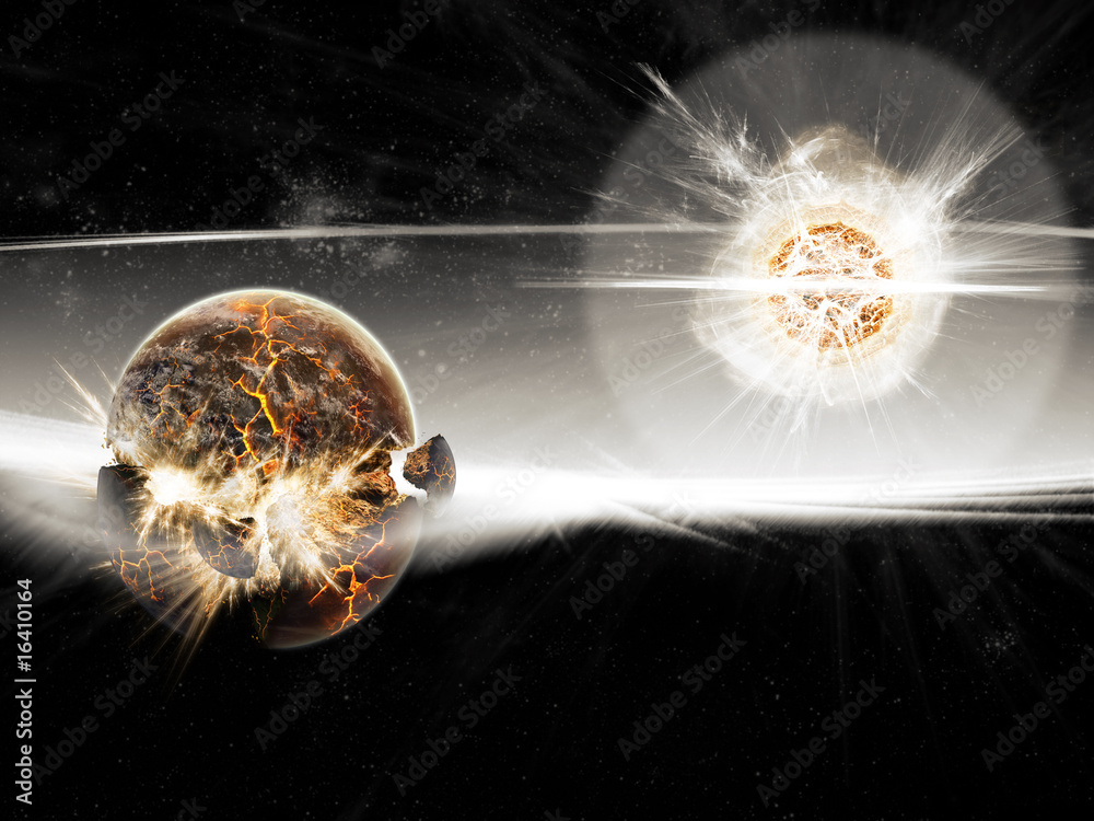 Sun and Planet Explosion - Earth Apocalypse Stock Illustration | Adobe ...