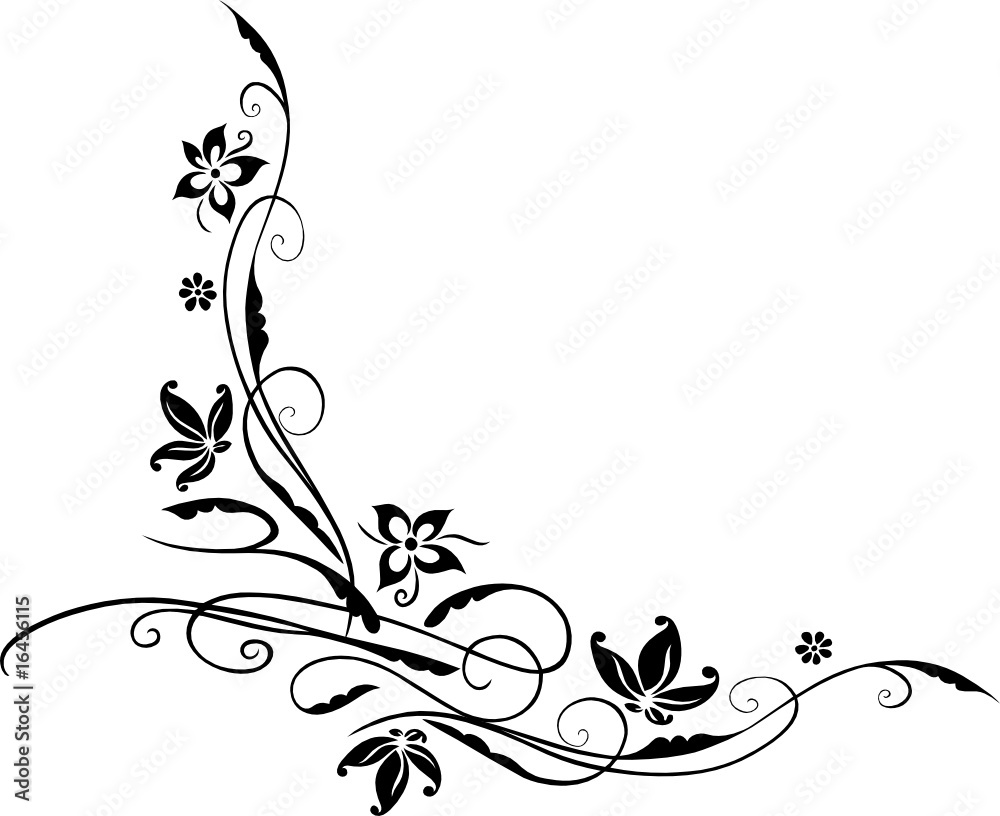 Blumen, Ranke, filigran, floral mit Blüten Stock-Vektorgrafik | Adobe Stock