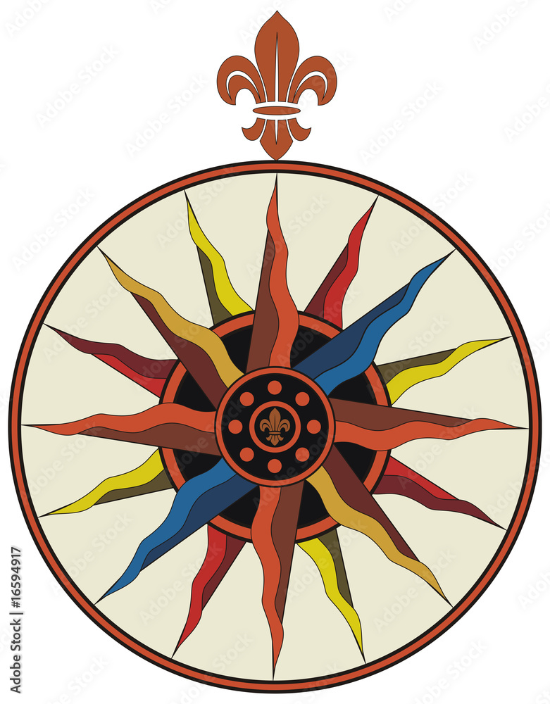 Retro vector compass with fleur-de-lis Stock Vector | Adobe Stock