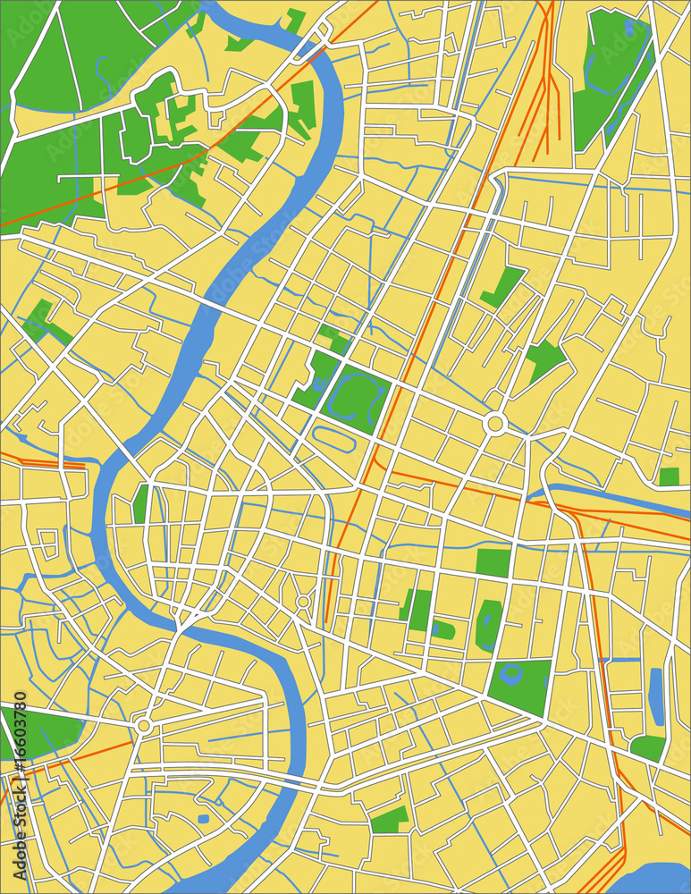 layered vector map of Bangkok. Stock Vector | Adobe Stock