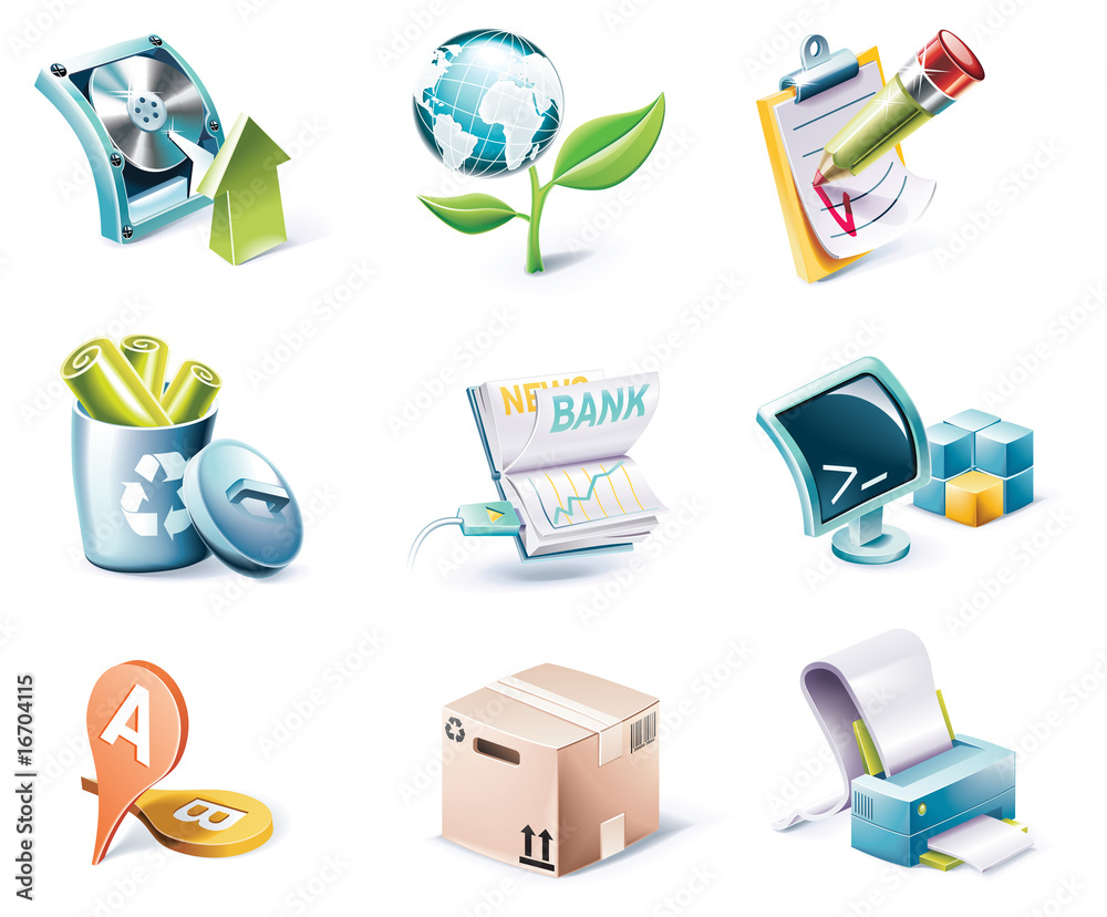 Vector cartoon style icon set. Part 6 Stock Vector | Adobe Stock