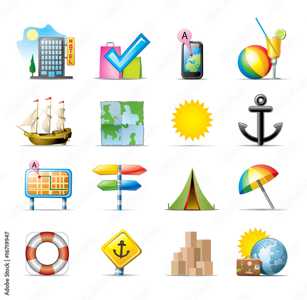 travel and transport icons Stock Vector | Adobe Stock