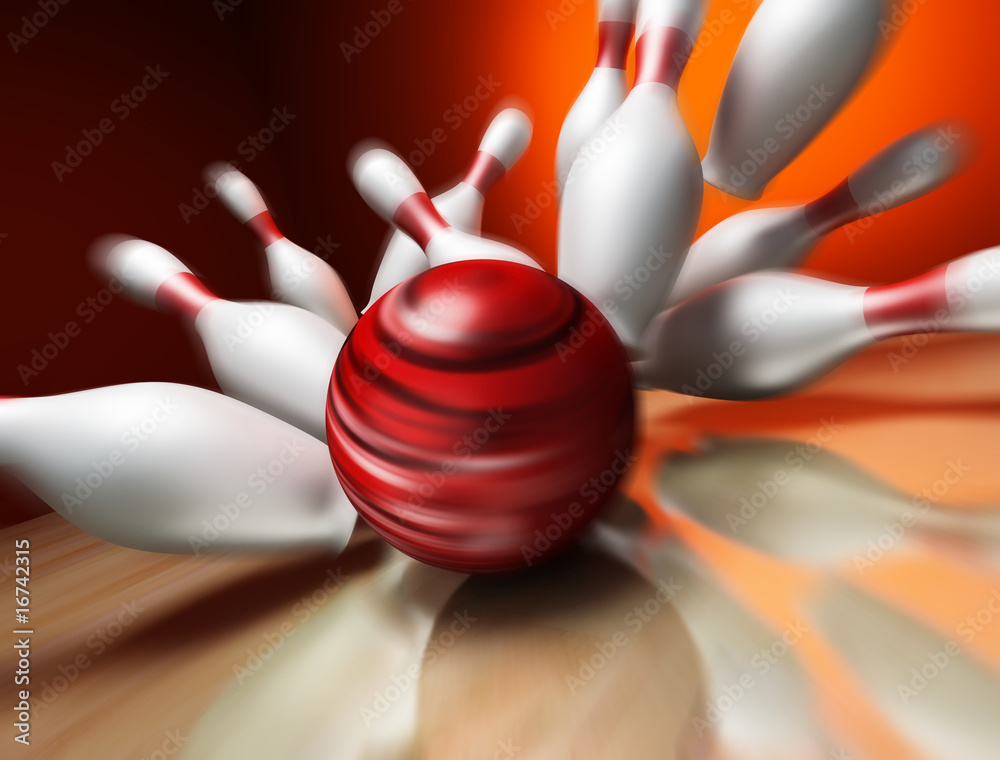 A fun 3d render of a bowling ball crashing into the pins. Extrem Stock ...