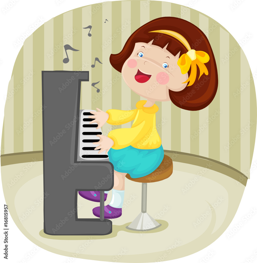 Girl Playing Piano Clip Art