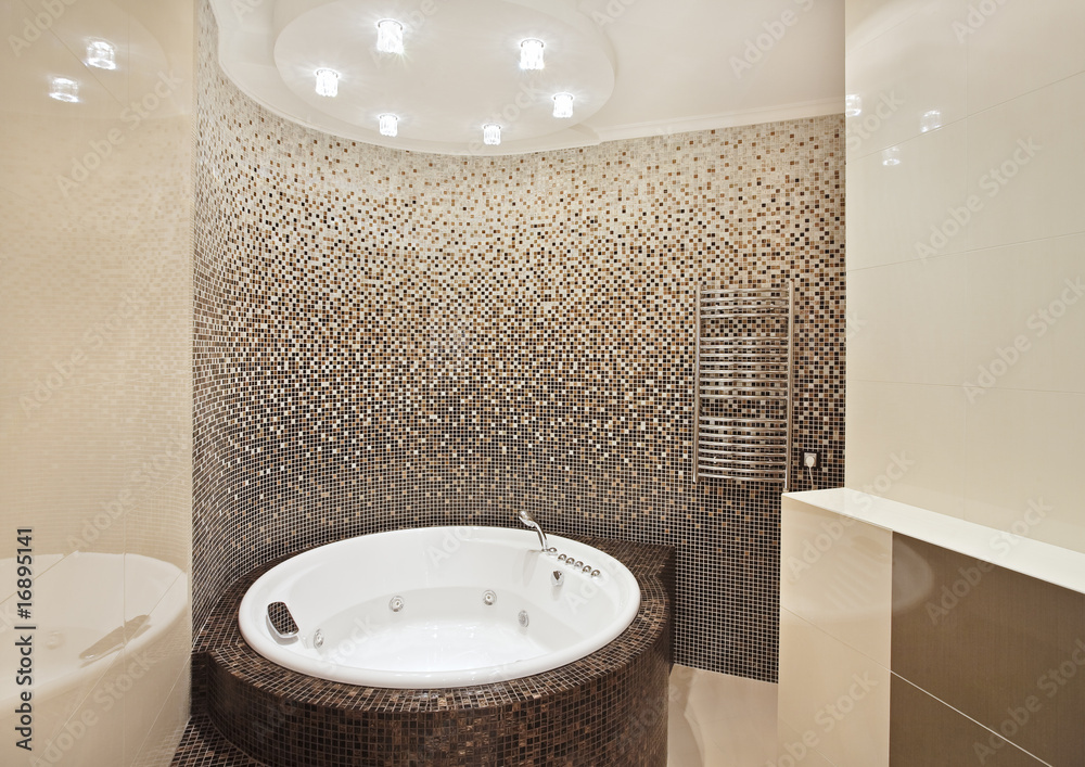 Bathroom with jacuzzi and mosaic Stock Photo | Adobe Stock