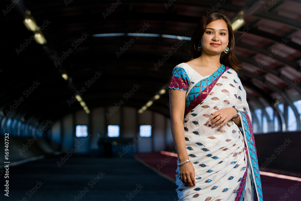 Attractive indian lady in traditional costume Stock Photo | Adobe Stock