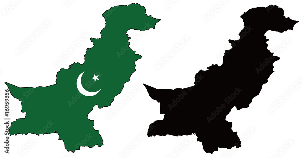 vector precise map and flag of Pakistan Stock Vector | Adobe Stock
