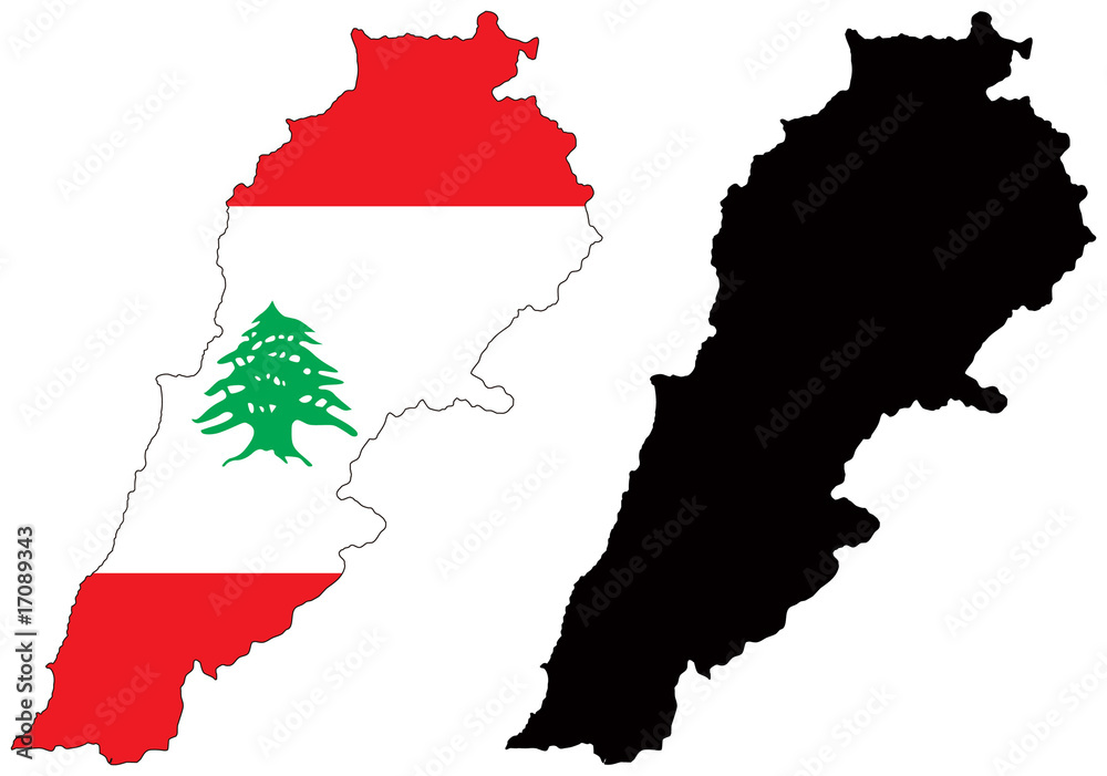 vector map and flag of lebanon Stock Vector | Adobe Stock