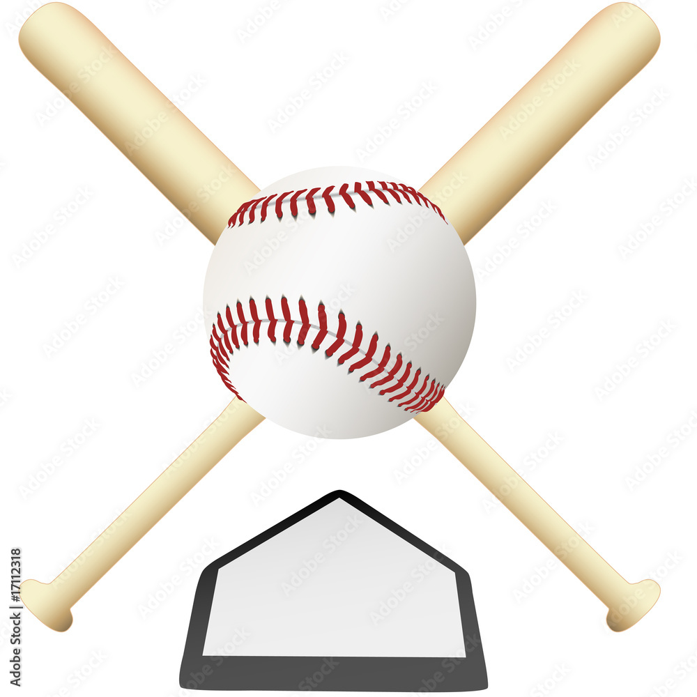Baseball Bats Crossed Over Plate