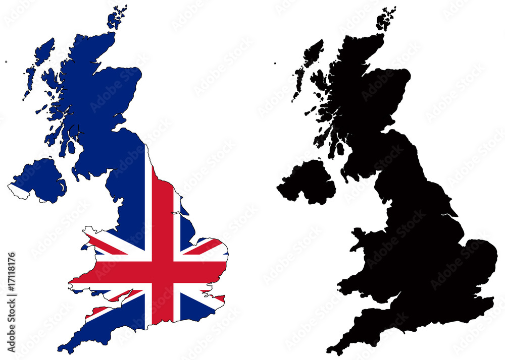 vector map and flag of united kingdom Stock Vector | Adobe Stock