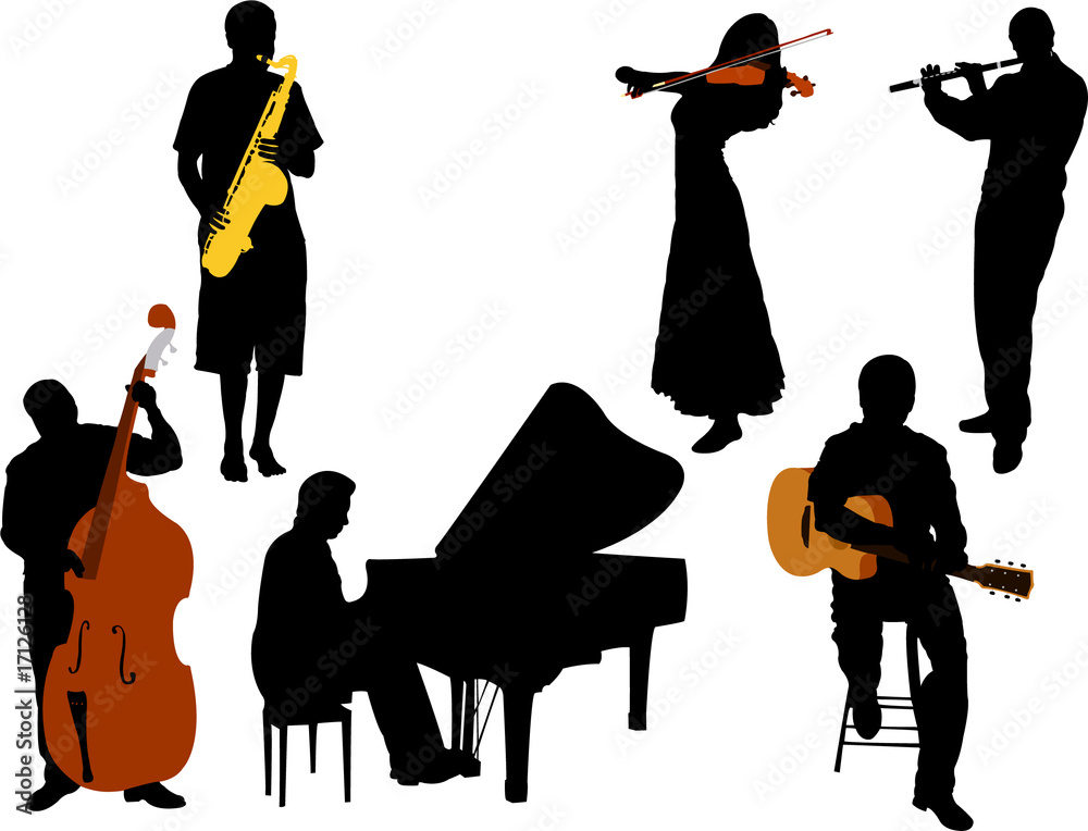 musicians silhouette vector Stock Vector | Adobe Stock