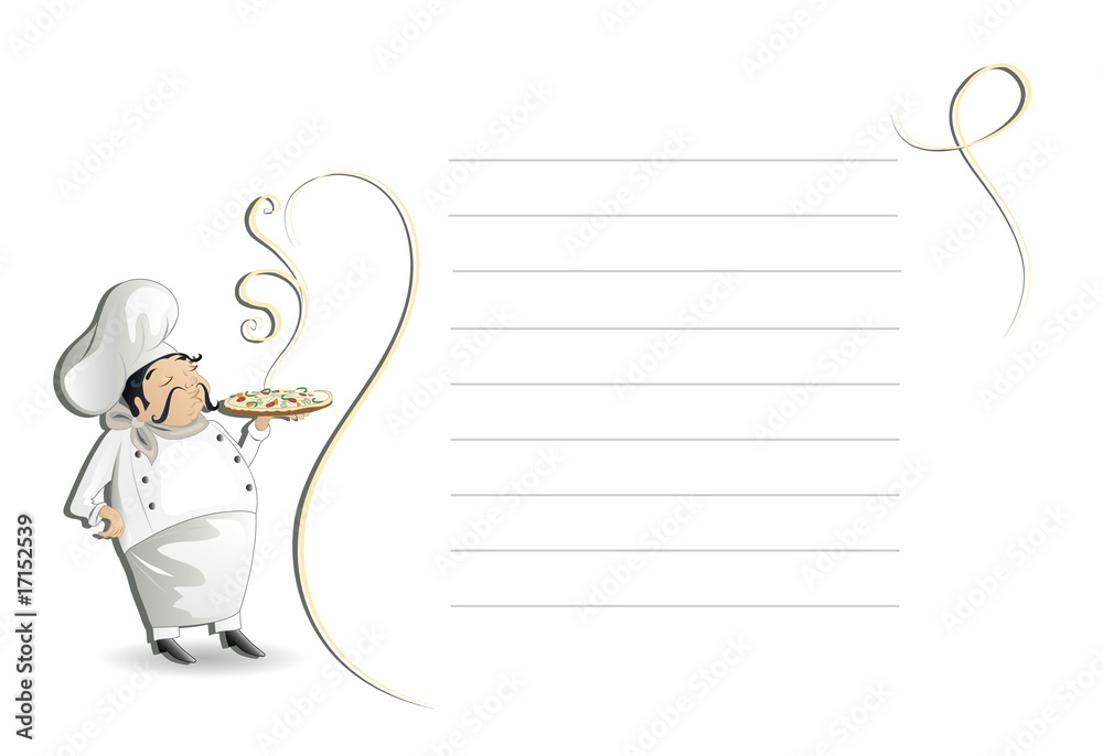 Chef with note pad,menu,cmyk Stock Vector | Adobe Stock