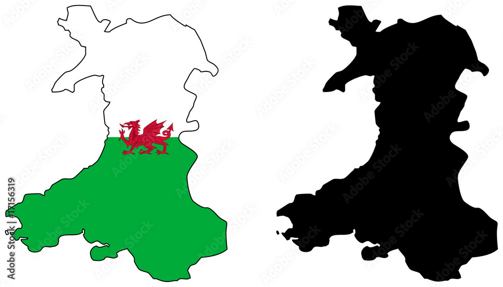 vector map and flag of wales Stock Vector | Adobe Stock