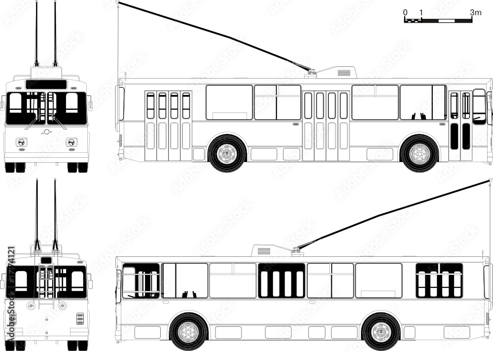 Vector schematic drawing urban trolley Stock Vector | Adobe Stock