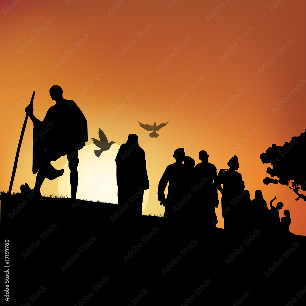 mahatma gandhi, dandi march Stock Vector | Adobe Stock