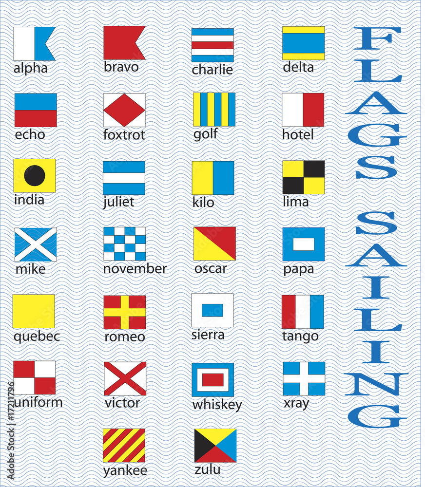 Marine flags on wave background Stock Vector | Adobe Stock