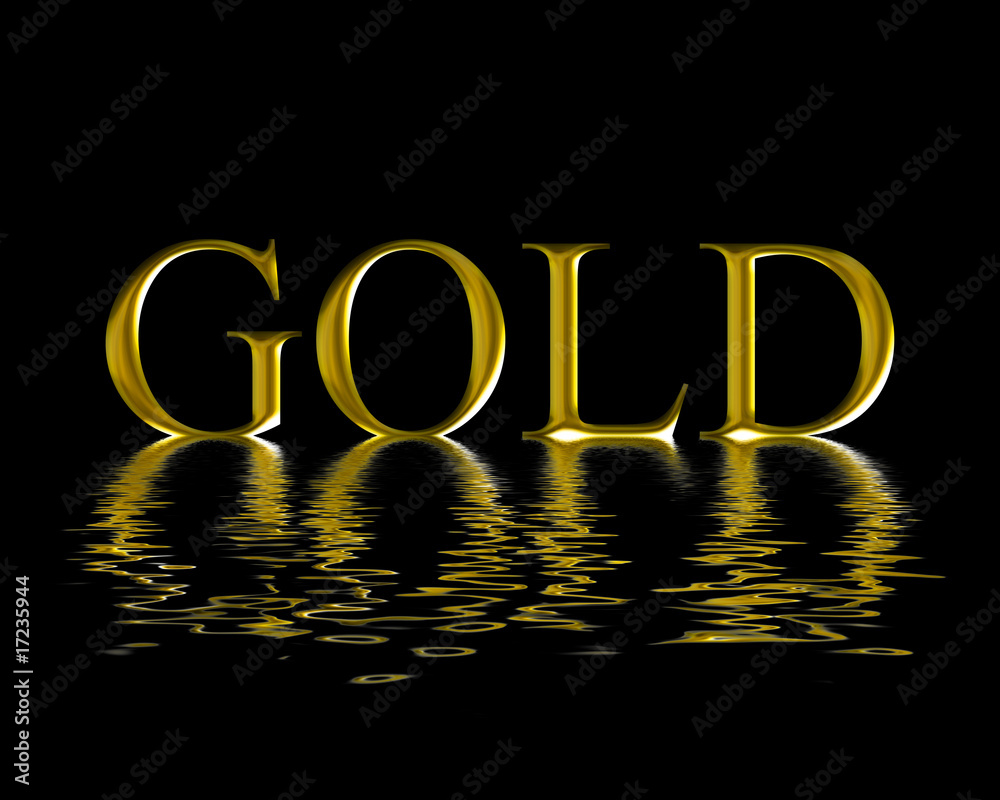 golden letters with a water reflection Stock Illustration | Adobe Stock