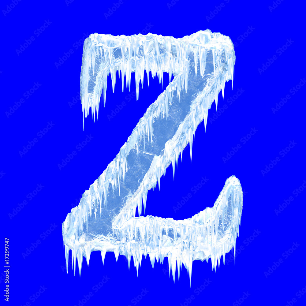 Ice-covered alphabet. Letter Z.Upper case.With clipping path. Stock ...