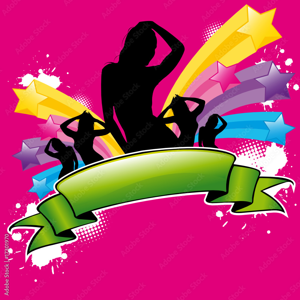 Girls party Star flyer carre pink background Stock Vector | Adobe Stock