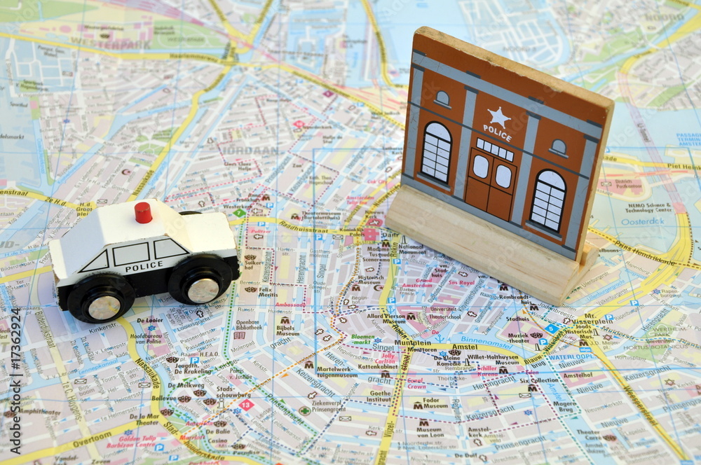 Police car on the map of the city Stock Photo | Adobe Stock