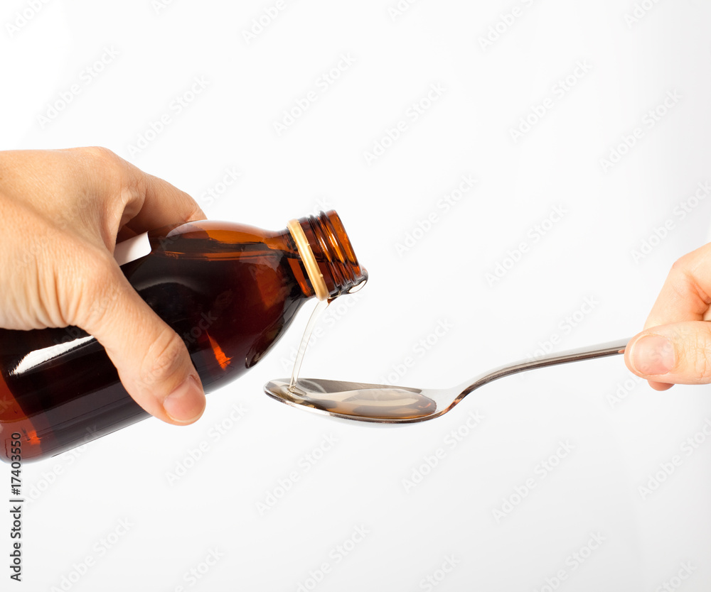 sirop soin médicament malade toux rhume fièvre symptôme soigner Stock ...