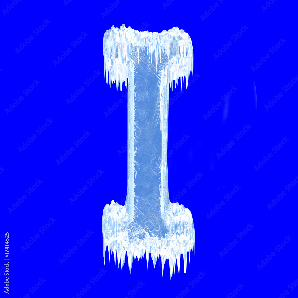 Ice-covered alphabet. Letter I.Upper case.With clipping path. Stock ...
