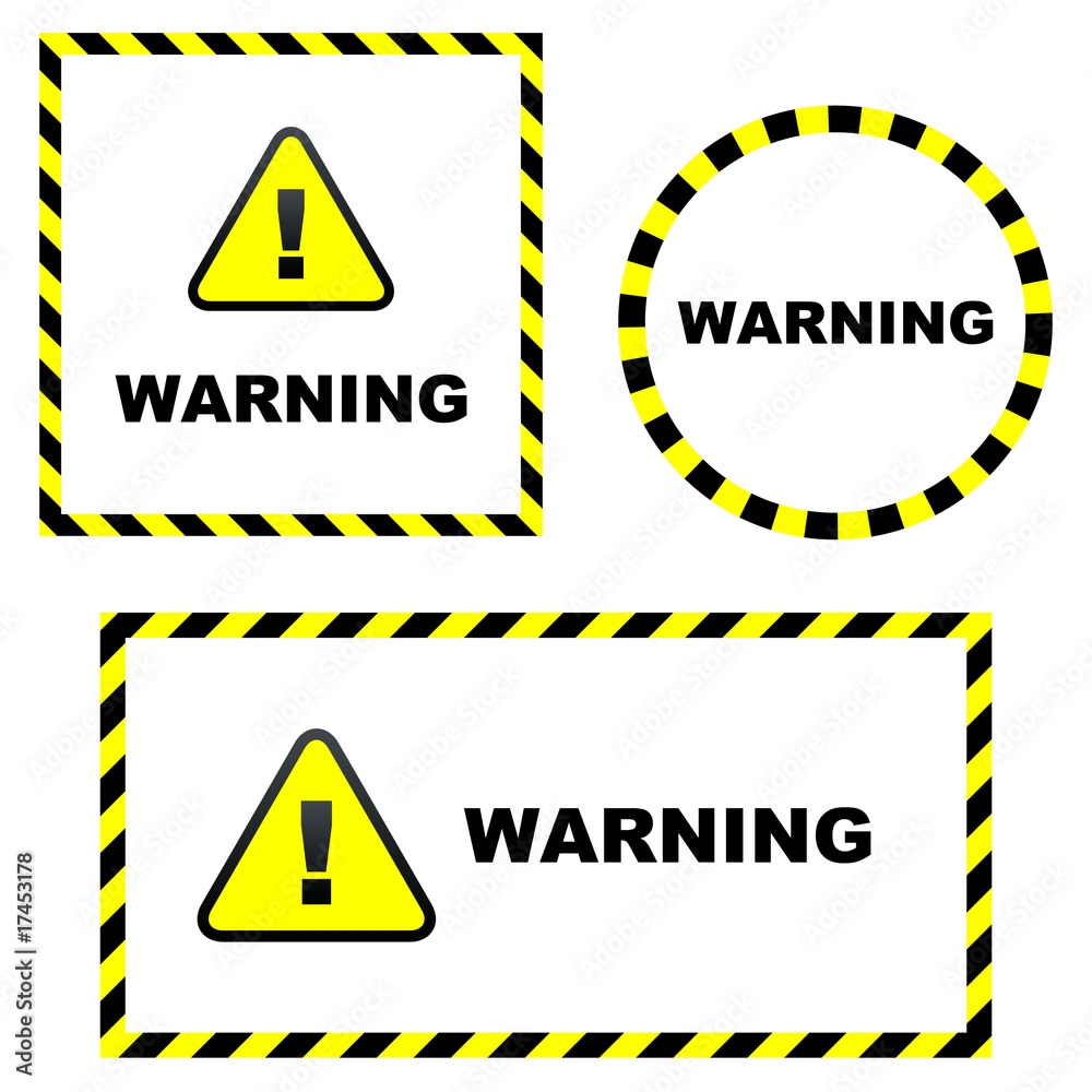 Warning vector label. Vector template. Stock Vector | Adobe Stock