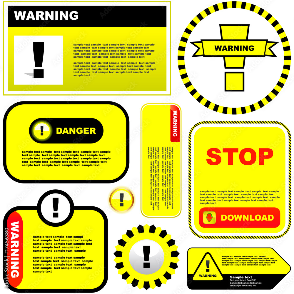 Warning vector label. Vector template. Stock Vector | Adobe Stock