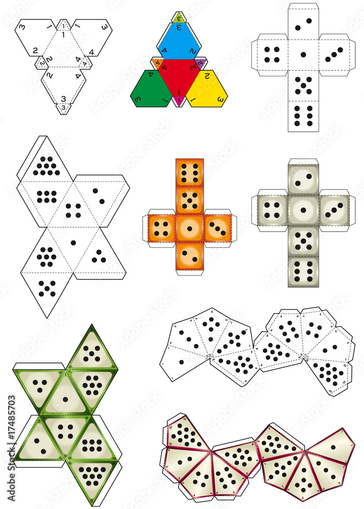 Foldable Origami Dice Stock Vector | Adobe Stock