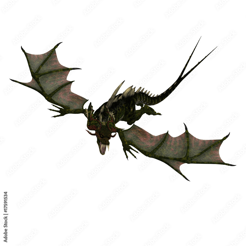 giant terrifying dragon with wings and horns attacks Stock Illustration ...