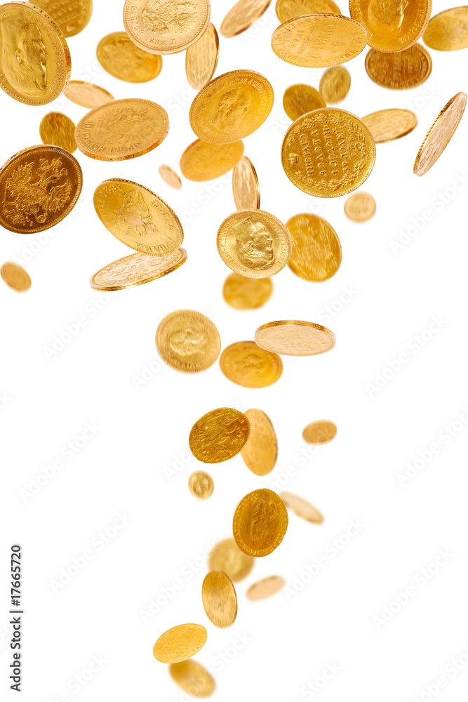 Falling Gold Coins Stock Photo | Adobe Stock