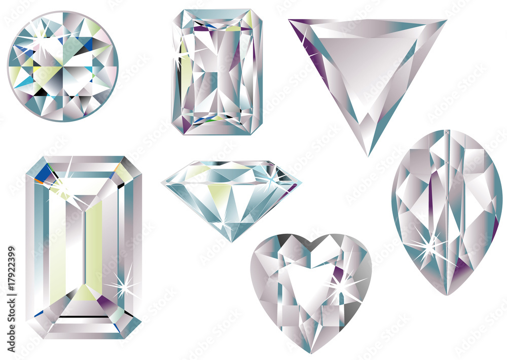Vector illustration of different cut diamonds Stock Vector | Adobe Stock