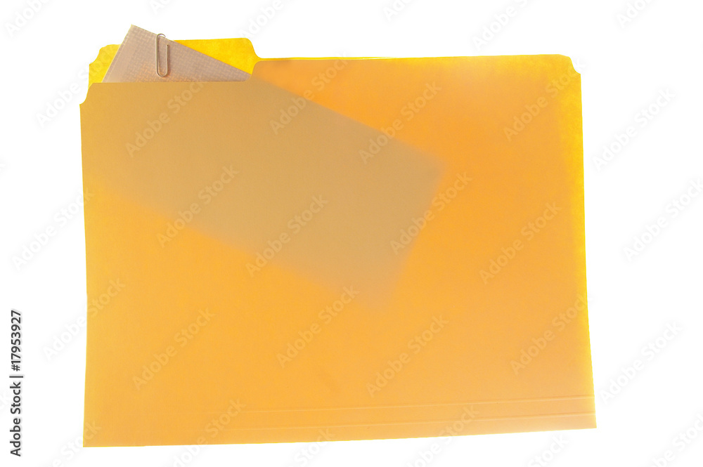 plain white envelope attached to a yellow file-folder, on white Stock ...